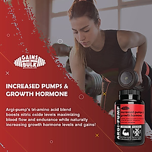 Gains in Bulk, L-Arginine Nitric Oxide Supplement Booster with L-Citrulline and L-Ornithine for Best Pumps, (3150mg) Highest Pills Dose for Best Vascularity Sports Workout and Muscle Gains for Men