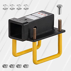 ARKSEN Heavy Duty Steel U-Bolt 2" Hitch Receiver Adapter for 4" Square Bumpers or 2" Tube Bicycle Racks, Cargo Carrier Designed for RV Recreational Vehicle