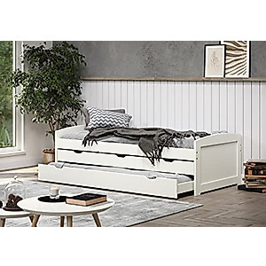 ADEPTUS Solid Wood Twin Day Bed with Trundle and Drawers