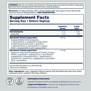 SOLARAY Mycrobiome Probiotic Women’s Formula, 24 Strains Plus Prebiotic Inulin, Specially Formulated for Women, Digestion, Mood & Urinary Tract Support, 50 Billion CFU, 30 Servings, 30 VegCaps