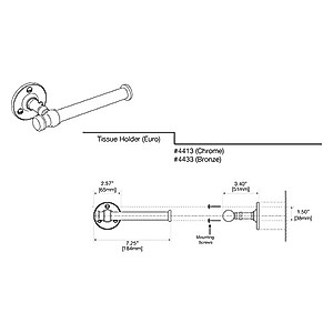 Gatco Cafe, Euro Tissue Holder, Chrome,