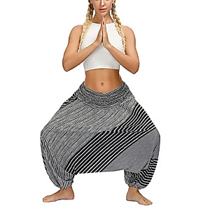 Jinyuxuan Women's Tie Dye Harem Pants Casual Loose Beach Sweatpants Comfortable Baggy Boho Yoga Trousers(0059-StripeK1-One Size)