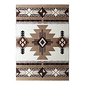 South West Native American Area Rug Design C318 Ivory (5 Feet X 7 Feet)