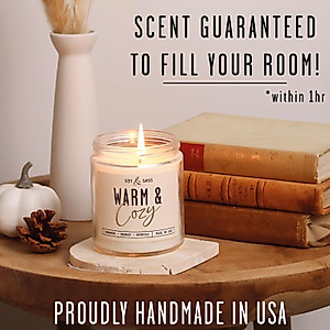 Christmas Candles, Fall Candles, Warm and Cozy' Soy Candle I Berries, Apple & Cinnamon I Infused w/Essential Oils I Warm n Cozy Home Dcor I Winter Candle I Holiday Candles I 50Hr Burn I USA Made