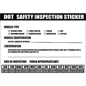 DOT Inspection Stickers (10 Pack)