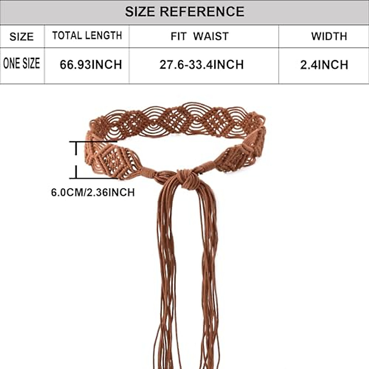 ILuvatar Women's Bohemian Style Rope Braid Waist Belt U33