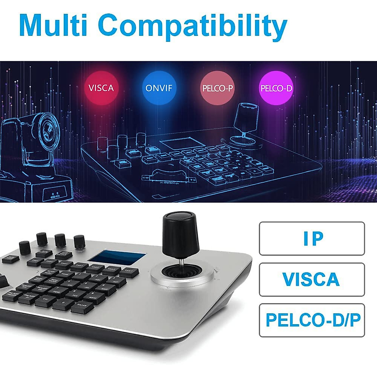 SMTAV PTZ Controller Camera Controller POE Network 4D Joystick Decoding Keyboard (IP Analog Controller)