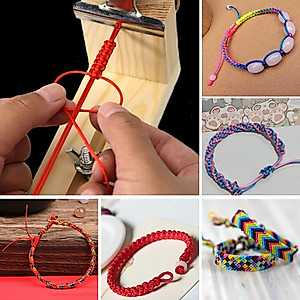DENZIQ Wooden Bracelet Maker, Wooden Bracelet Jig Maker with 2 Clips, Adjustable Paracord Jig Bracelet Maker U Shape Wooden Frame Bracelet Jig Kit DIY Wristband Rope Knot Braided Fixing Tools
