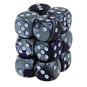 DND Dice Set-Chessex D&D Dice-16mm Gemini Purple, Steel, and White Plastic Polyhedral Dice Set-Dungeons and Dragons Dice Includes 12 Dice – D6