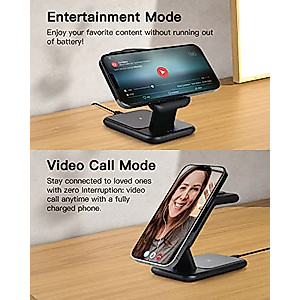 3-in-1 MagSafe Charger Stand, 18W Fast Magnetic Charger for iPhone 14, 13 & 12 Series - Apple Watch & AirPods, Wireless Charging Station for Multiple Devices with Adapter and LED