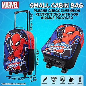 Marvel Kids Suitcase for Boys Foldable Trolley Hand Luggage Bag Carry On Avengers Travel Bag with Wheels Cabin Bag Wheeled Bag with Handle Spiderman Trolley Suitcase Boys (Multicolor Spiderman)