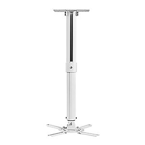 suptek White Projector Ceiling Mount Bracket Fits Flat or Sloped Ceiling Height Adjustable with Extendable Length for LCD/DLP Projectors (PR05)