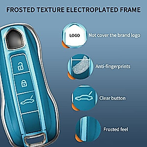 TANGSEN Smart Key Fob Case Cover Compatible with Porsche 911 Cayenne Panamera TAYCAN 3 4 Button Keyless Entry Remote TPU Transparency Frosted Key Shell