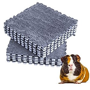 wcgfoever Guinea Pigs Bed Mats, Guinea Pig Fleece Cage Liners, Reusable Rabbit Bedding Liners, Winter Playpen Pad for Bunny, Hedgehog, 10 Piece, 11'' x 11''Grey