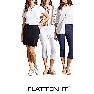 Tribal Women's Pull On Flatten It Tummy Control Skort with Century Stretch, Black, 10