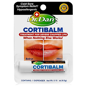 Dr. Dan's Cortibalm -1 pack-for Dry Cracked Lips - Healing Lip Balm for Severely Chapped Lips - Designed for Men, Women and Children