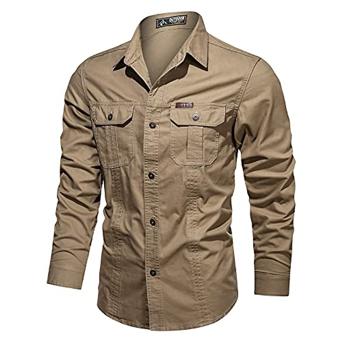 Western Shirts for Men Long Sleeve Snaps Button Work Shirts Plaid Camo Camping Fishing Cowboy Outdoor Tops with Pockets Large