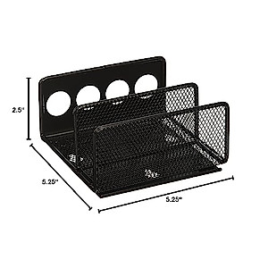 Safco Products 3611BL Onyx Mesh Organizer Tray | Steel Construction | Durable Powder Coat Finish | Fits with Magnetic Marker Boards | 5.25"W x 5.25"D x 2.5"H