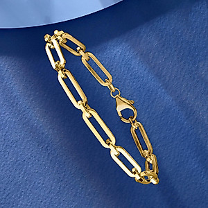 Ross-Simons Italian 14kt Yellow Gold Paper Clip Link Bracelet. 7 inches