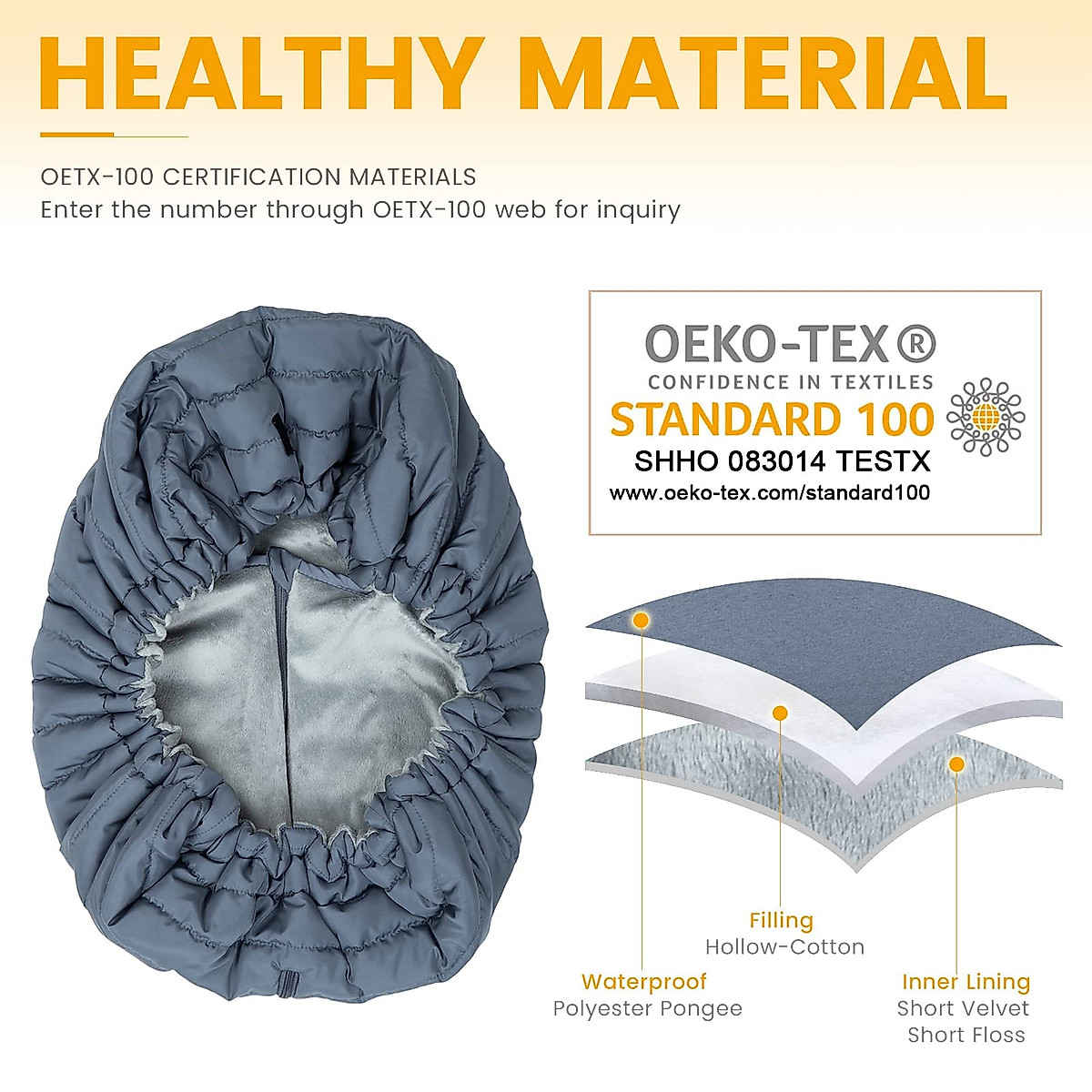 Orzbow Enfant Car Seat Covers - Cocoon Baby Cover for Boys & Girls, for Spring Autumn Winter, Breathable Windproof, Zipped Window, Universal Fit for Infant Car Seat (0-12M), Gray