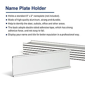 Lenink 6 Pack Name Plate Holder, Wall Mount Office Door Name Plate Holder for Meeting Room, Business Department, Warning Area 8” X 2” (Silver)