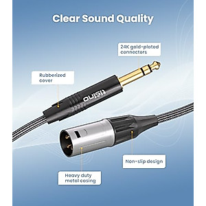 tisino 1/4" to XLR Cable, 6.35mm TRS to XLR Male Nylon Braid Quarter inch TRS to XLR Male Balanced Interconnect Microphone Cord Patch Cable - 10ft