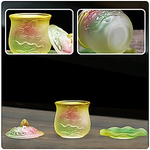 Tofficu Altar Supplies Offering Bowl Tibetan Buddhist Water Offering Bowl Glass Lotus Flower Water Cups Meditation Altar Offering Bowl Candle Holder Altar Supplies Altar Supplies Offering Bowl