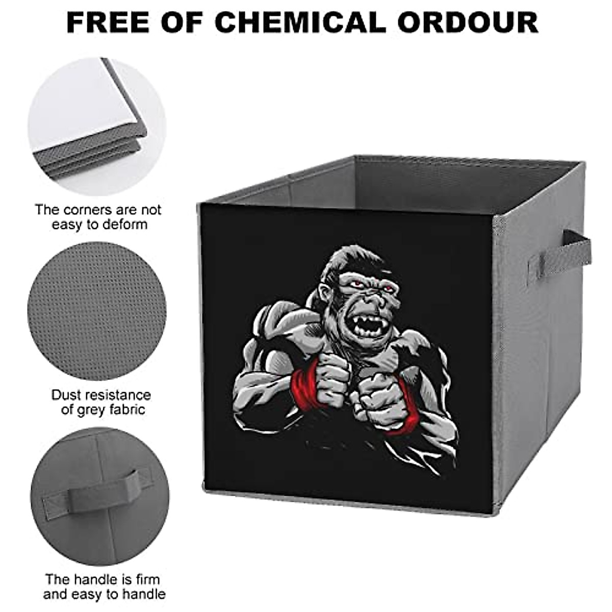 Fighter Gorilla Large Cubes Storage Bins Collapsible Canvas Storage Box Closet Organizers for Shelves