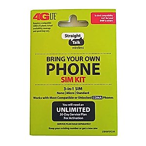 Straight Talk Verizon 4G LTE 3G CDMA Bring Your Own Phone Activation Kit