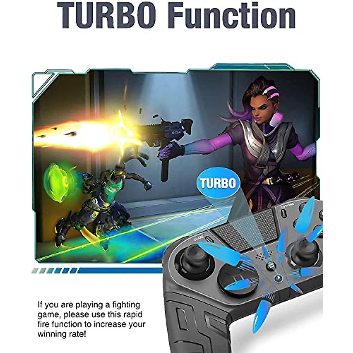 COWBOX 【2021 Upgraded Version】 Wireless P4 Controller with 3 Programmable Back Buttons and 1 Sensitivity-Control Back Button, Game Controller Remote with Turbo/Gyro/HD Dual Vibration/Touch Panel/LED