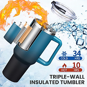 BENZZO Insulated Tumblers 40 oz Spill Proof Tumbler with Straw, Stainless Steel Metal Thermal Coffee Travel Mug Keep Cold-34h & Hot-10h, Double Wall Flasks Cup for Travel Camping, Dishwasher Safe