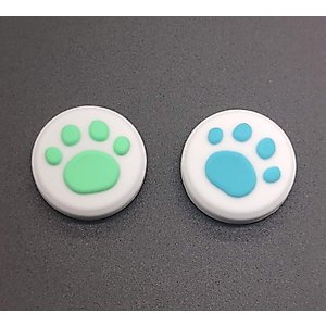 Silicone Analog Controller Thumb Stick Joystick Grips Cap for Switch NS & Switch Lite Controller Joy-Con ThumbStick Cute Cat Paw Claw (Blue + Green 2PCS)