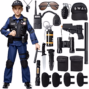 Spooktacular Creations Police SWAT Costume for Kids, S.W.A.T. Police Officer Costume for Halloween Cosplay, Role-playing, Carnival Cosplay, Themed Parties(Medium (8-10 yr))
