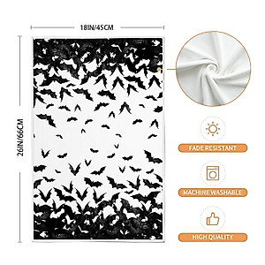 ARKENY Halloween Kitchen Towels Set of 2,Black Bats Dish Towels 18x26 Inch Drying Dishcloth,Farmhouse Home Decoration AD123