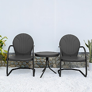 PURPLE LEAF Outdoor Metal Patio Chairs Bistro Set of 2 Spring Chairs with Dining Table Set Weather Resistant Retro Patio Furniture, Grey