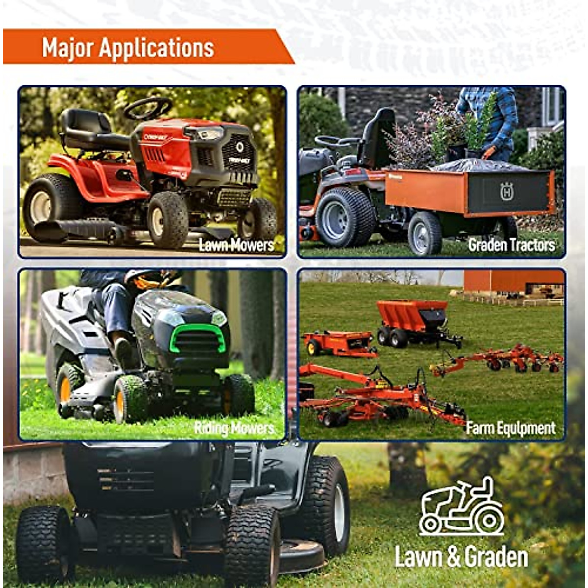 HALBERD 2PCS 16x6.50-8 Lawn & Garden Mower Tires Turf Friendly, 16x6.5-8 Great Traction for Garden Tractors, Walk-behind Mowers, Turf Maintenance Vehicles, Golf Carts, Snowblowers, Utility Vehicles