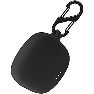 Geiomoo Silicone Case Compatible with JBL Tune 215TWS, Protective Cover with Carabiner (Black)