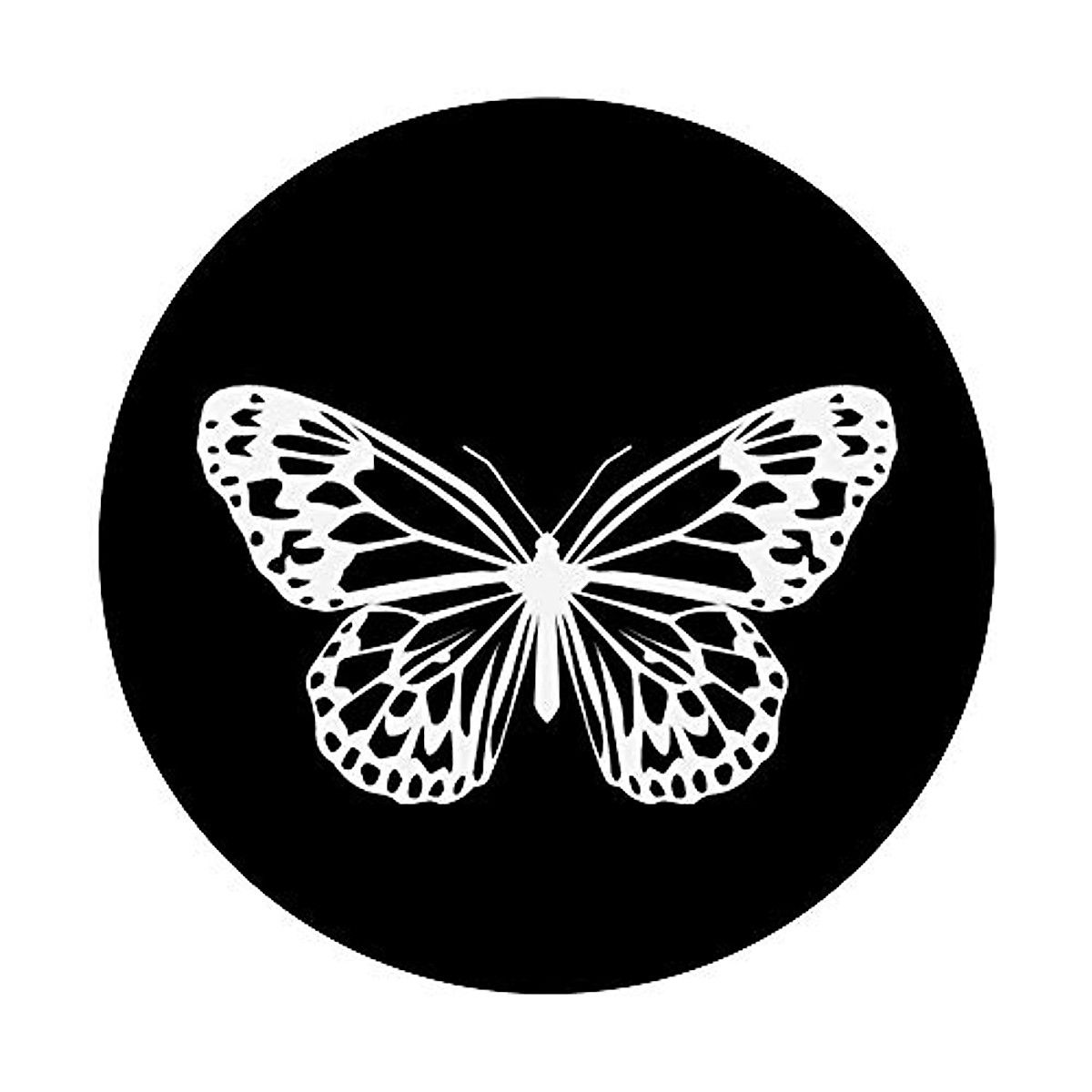 Cute White Butterfly Black Background PopSockets Swappable PopGrip