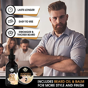 Beard Straightener for Men, Plus Beard Growth Oil & Beard Balm Conditioner, Upgraded Ionic Beard Straightening Comb, Heated Hair Brush, Perfect Christmas Gifts for Men, Beard Guide E-Book Included