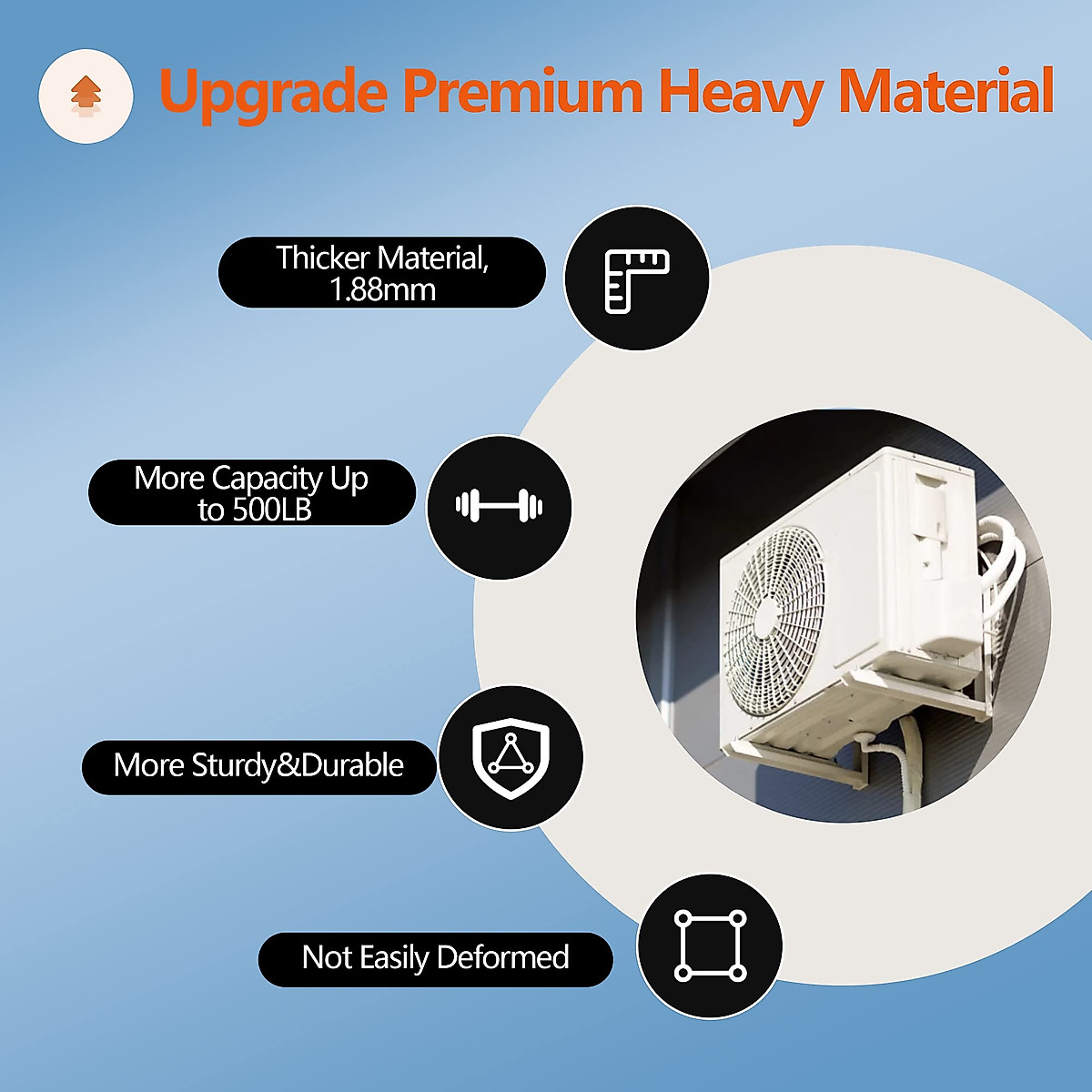 WeCooper Outdoor Split Air Conditioner Mount Bracket for 7000-18000BTU, Heavy-Duty Foldable Wall Mounting AC Bracket for Universal Ductless Mini Split Condensers Support up to 400LB