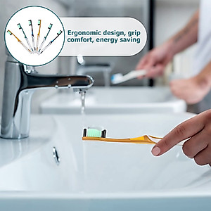 DOITOOL 6pcs Handheld Toothbrush Manual Toothbrush Tooth Cleaning Brush Ultra Hard Bristles Toothbrush for Whitening Teeth Adult Random Color