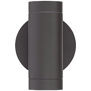 Possini Euro Design Modern Sconce Outdoor Wall Light Fixture Matte Bronze Cylinder 6 1/2" Tempered Glass Lens Up Down Decor for Exterior House Porch Patio Outside Deck Garage Front Door Garden Home