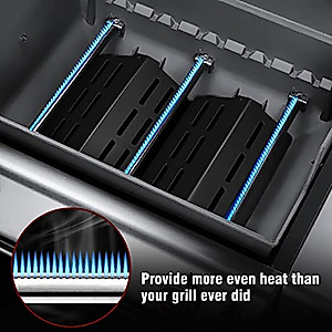 Coisien 62752 19.5 inch Grill Burner and 7622 Heat Deflector Fits Weber Genesis 300 Series, 304 Stainless Steel Grill and Porcelain Steel Heat Plates Replacement Parts for Genesis E- 310 S-310 E-320 S-320 E-330 S-330 EP-310 EP-320 EP-330 CEP-310 CEP-320 C