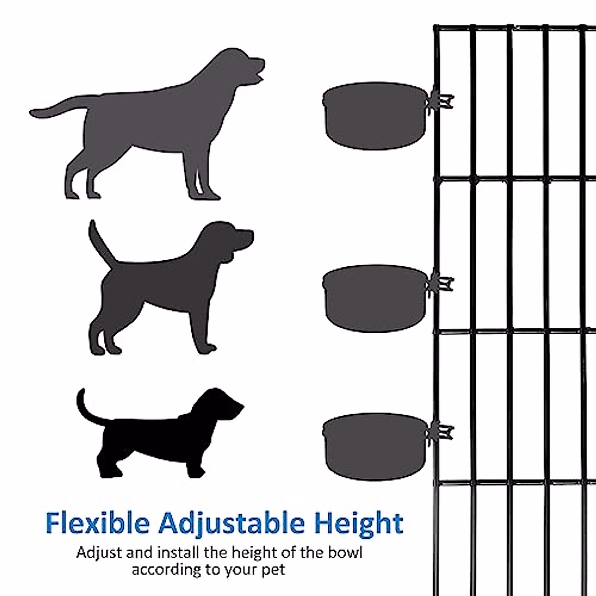 SubClap Kennel Water Bowl, No Spill and Detachable Dog Crate Water Food Bowl, Hanging Pet Cage Bowl with Clamp Holder, 2 Stainless Steel Pets Bowls for Medium Large Small Dogs & Cats