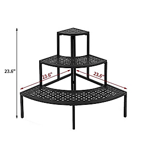 3-Tier Metal Plant Stand Indoor - Tiered Outdoor Plant Holder for Flower Pot Display, Garden Ladder Shelf Flower Step Mofesun (Quarter Round)