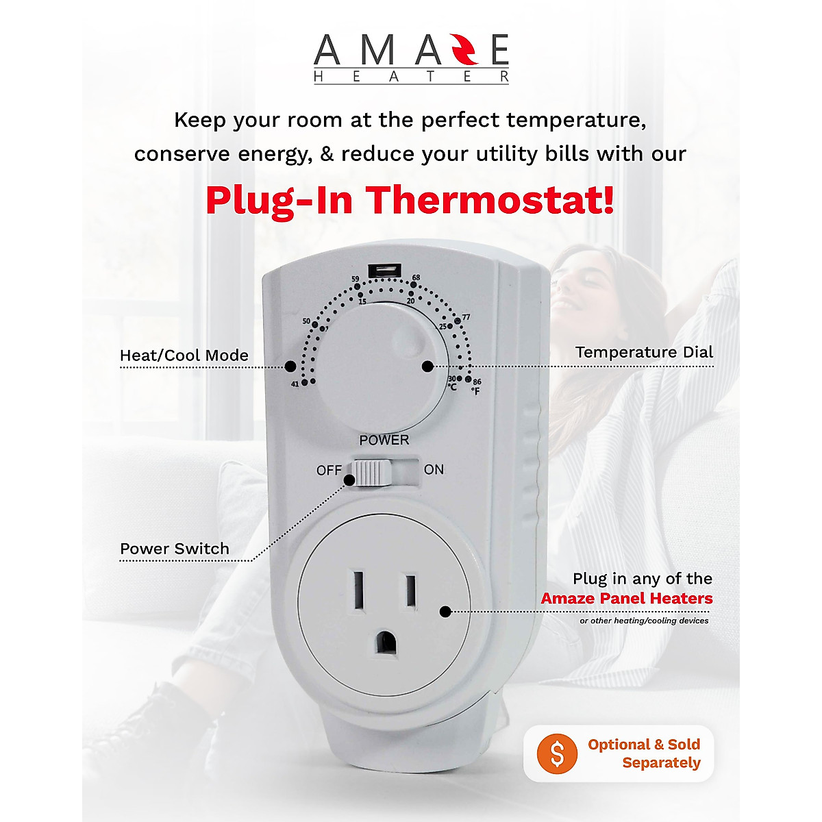 Large Room Indoor Heater - 600W Amaze Maxi Convection Panel Heater w/Wall Mount Kit, Up to 300 sq ft Room - 36”x24” Paintable, Energy Efficient, & Silent Bathroom, RV or Garage Heater - Amaze Heaters