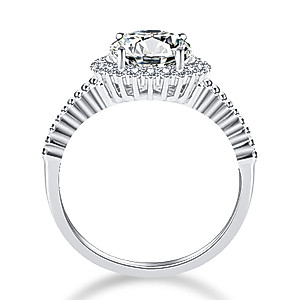 Msxyowaer Oval Engagement Ring, 3.5 Carat D VVS Clarity Halo Moissanite Engagement Ring, S925 Sterling Silver Rings for Women Proposal Anniversary Wedding