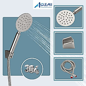 Aolemi Brushed Nickel Bathtub Faucet Wall Mount Only Tub Filler with Handheld Sprayer 6 Inch Centre Single Handle Shower Mixer Taps SUS304 Stainless Steel for Bathroom