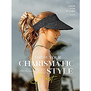 Sun Hat Womens, Straw Hats for Women, Visors for Women Beach Hats for Women Straw Visors for Women Made of Natural Raffia