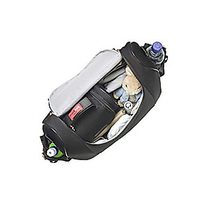 Poppy Luxe Black Scuba Shoulder and Stroller Bag with Rose Gold Hardware by Storksak | Universal Fit, Large Storage Capacity, Water Resistant Converting Diaper Backpack with Integrated Accessories